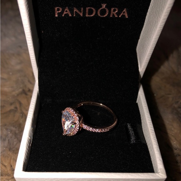 Pandora | Jewelry | Pandora Rose Gold Teardrop Ring | Poshmark
